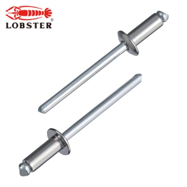 エビ ブラインドリベット|特長:ステンレスボディで強度が必要な部位に最適です。 手に優しいマンドレル先端形状です。 片側から複数の母材をワン・アクションで締結できます。