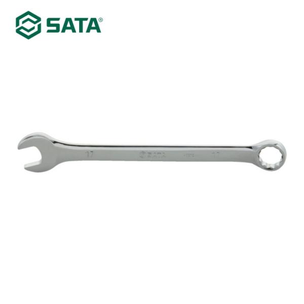 SATA コンビネーションスパナ|特長:ボックスエンド部は15°オフセット仕様です。 角度付きで力が入れやすく、狭所でも周りに当たりにくく回しやすいです。 優れた強度と耐久性があり、錆びにくい設計です。
