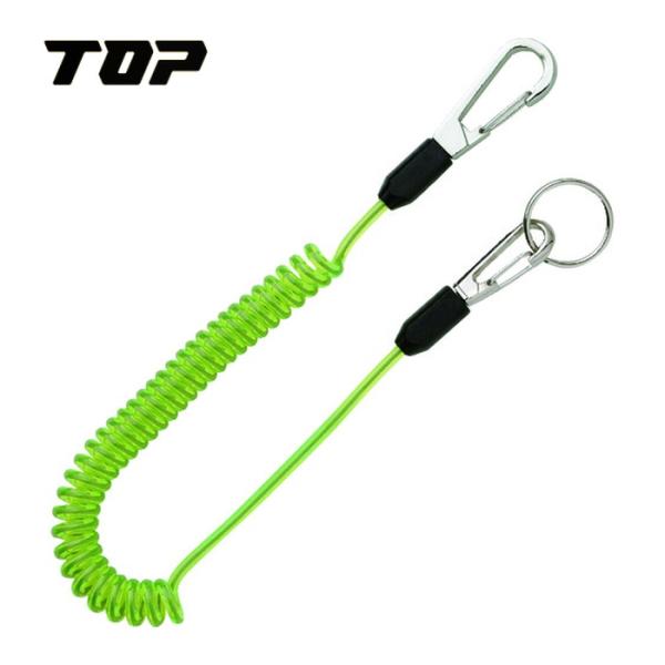 TOP 安全ロープ|特長:ナスカン部に独自のコンパクトな樹脂金具を採用しています。 ワイヤーとポリウレタンがはく離しない一体成型加工品です。