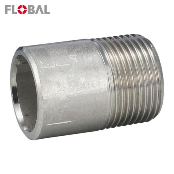 FLOBAL ねじ込み管継手(ニップル)|特長:今後増加傾向にあるステンレス配管の需要に対応・従来のねじ込み継手を更にグレードアップし、豊富にサイズを揃え、より使い易い継手として開発されました。