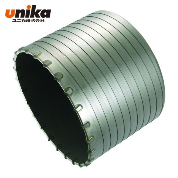 UNIKA 替刃式コアドリル|特長:強力な打撃力と回転力のスムーズな伝達により、鉄筋コンクリート(補強筋3分まで)をスピード穿孔可能です。 極薄ボディには、切り屑による穿孔力分散を避ける二重スパイラルを採用しています。