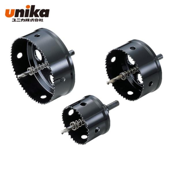 UNIKA ハイスホールソー|特長:塩ビ排水マス、塩ビVUパイプ専用のハイスホールソーです。 シールパッキンを接着できる口径で穴あけ可能です。