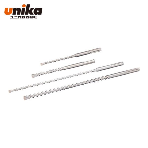 UNIKA コンクリートドリル(SDSmaxシャンク)|特長:強力な打撃回転力をロスなく効率的に刃先に伝えるSDS・maxハンマードリル専用ビットです。 シャンク部から刃先までの一体設計により、貫通穴、深穴作業にも抜群の威力を発揮します。