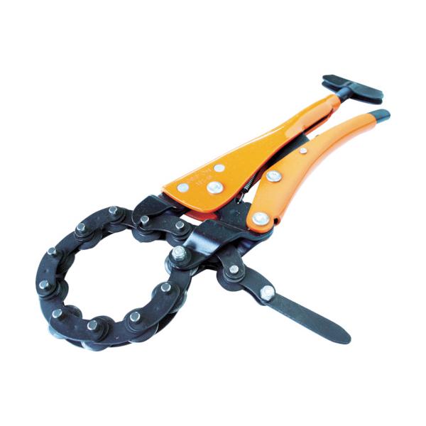 GRIP-ON チェーンパイプカッター|特長:ハンドル部はエポキシ樹脂コーティングされており溶接スパッタが溶着しづらく、且つ耐食性に優れています。 他社品と比較して軽い力で固定と解除が出来るので安全かつ疲労軽減が可能です。 ラチェット機構に...