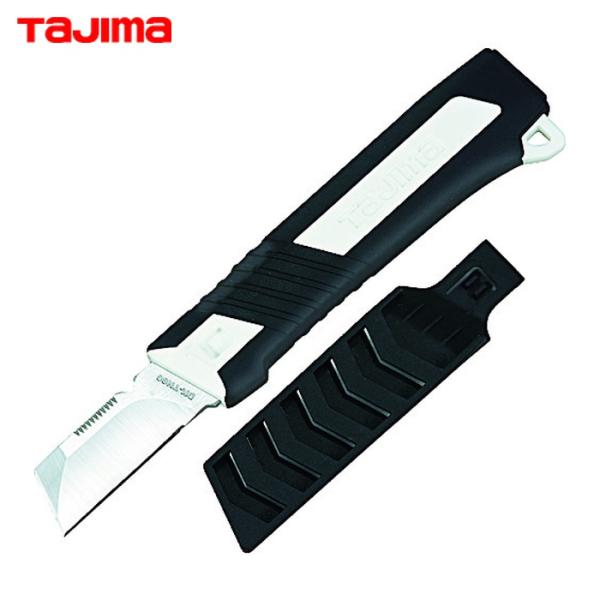 タジマ 電工ナイフ|特長:VVF線もスムーズに割けるホロー形状刃を採用しています。 刃が短く、皮むき作業での取り回しに便利なショートタイプです。 バリ取り用溝を装備、カットした場所のバリ取りに便利です。