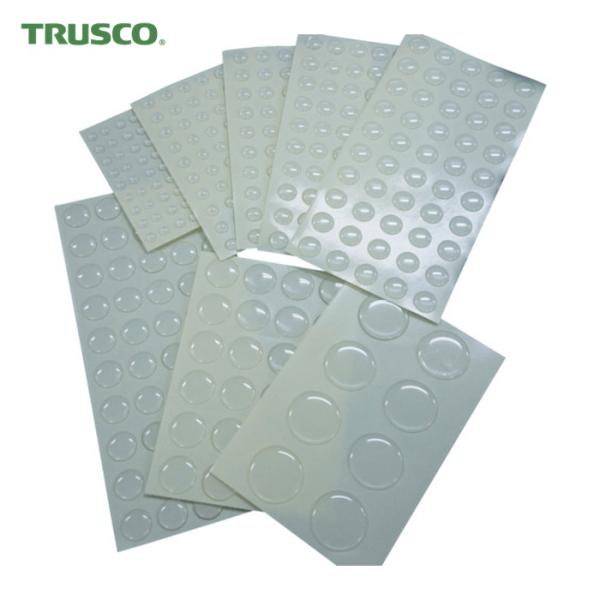 TRUSCO 防振材(下敷きタイプ)|特長:弾性と衝撃吸収性に富んだ無黄変のポリウレタンを使用しています。 高い耐久性と振動防止力があります。 貼り付けやすいシールタイプです。