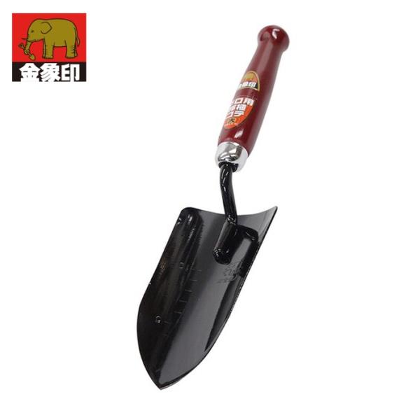 金象 スコップ|特長:頭部は熱処理を施していますので、耐摩耗性に優れます。 柄は手になじむ形状を採用しています。