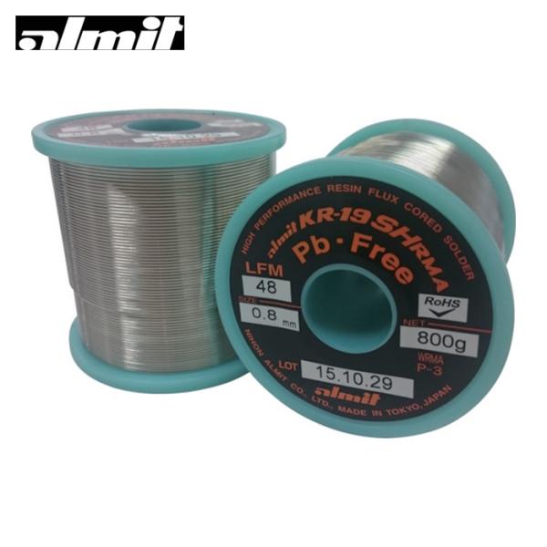 アルミット 糸はんだ|特長:フラックスの耐熱性が高く、引きはんだ付け、狭ピッチでの作業が可能です。