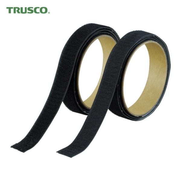 TRUSCO 結束テープ|特長:貼り付け後、80°Cの高温下や高湿度下でも長時間の接着性能を発揮します。 お好みのサイズにハサミでカットできます。