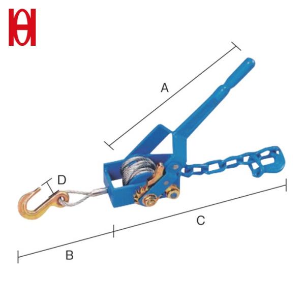 OH 荷締機|特長:ハンドル操作も軽く、効率のよい荷締めができます。 いつまでも美しい焼付塗装です。 鍛造ハンドル・ギアカバー付です。