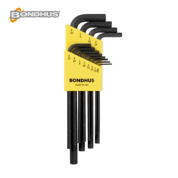 BONDHUS 六角棒レンチセット(インチサイズ)|特長:プロテニアム[[R上]]合金鋼使用のハイトルク六角レンチです。 六角レンチとボルトの交差を0。 0127ミリ以下に設定している為、レンチとボルトを傷つけにくくなっています。