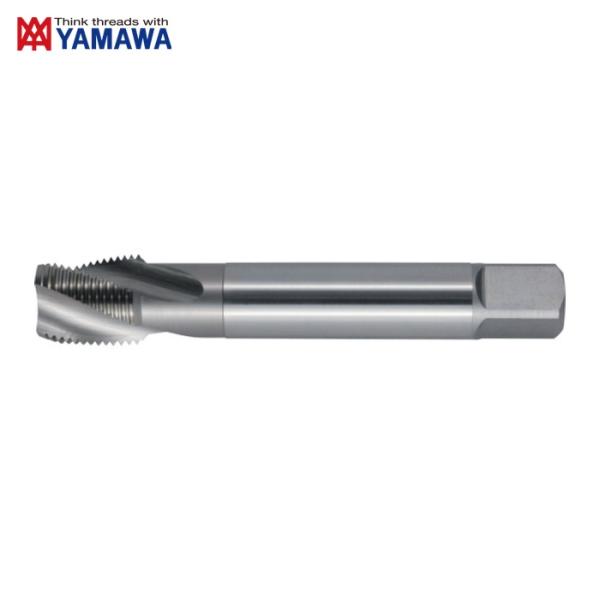 ヤマワ 管用タップ(PTねじ)|特長:新型ブランク形状により、適正な工具突出し長さを確保できます。 さらに短ねじ形を採用しているため、厚みが制約される機械部品の加工に最適なスパイラルタップです。