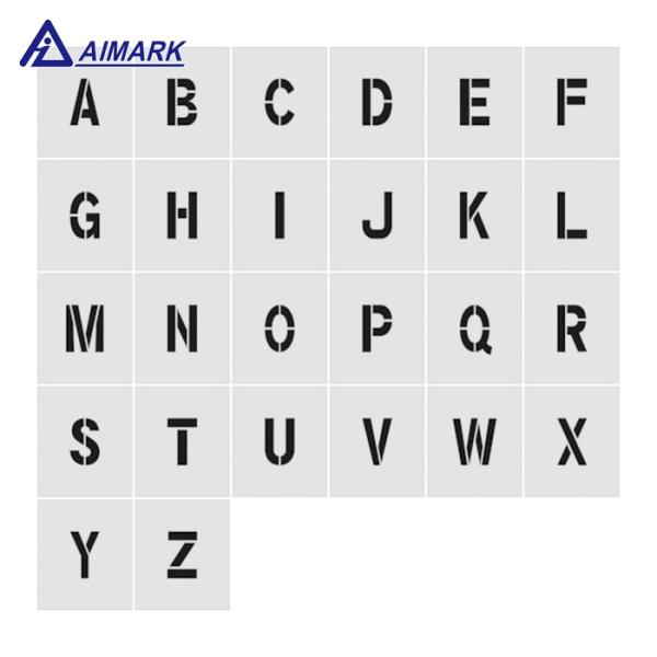 ・吹付用のステンシルプレートです。・ポリプロピレンの薄い板のため曲面にそわせて使用することができます。・材質がポリプロピレンのため、使用後の処理も簡単です。・駐車場などの吹付用プレートに。・表示内容:A~Z(26枚セット)・文字サイズ(mm...