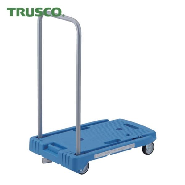 TRUSCO 樹脂製運搬車|特長:φ75省音キャスター採用で音が静かです。 エラストマー樹脂車輪の採用で従来のゴム車輪と比較して反発性が高く軽く動き、タイヤ痕を軽減します。 立て置きできます。