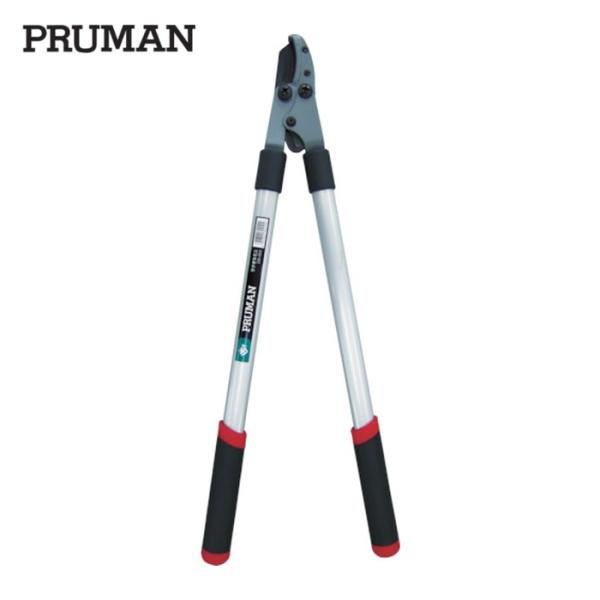 PRUMAN 刈込ハサミ(太枝切りタイプ)|特長:刃物鋼を熟練を要した職人が焼入れし仕上げた刃物です。 ダブル焼入れ処理され、刃物の腰が強く長切れします。 楕円アルミパイプを使用、柄の強度がアップしています。
