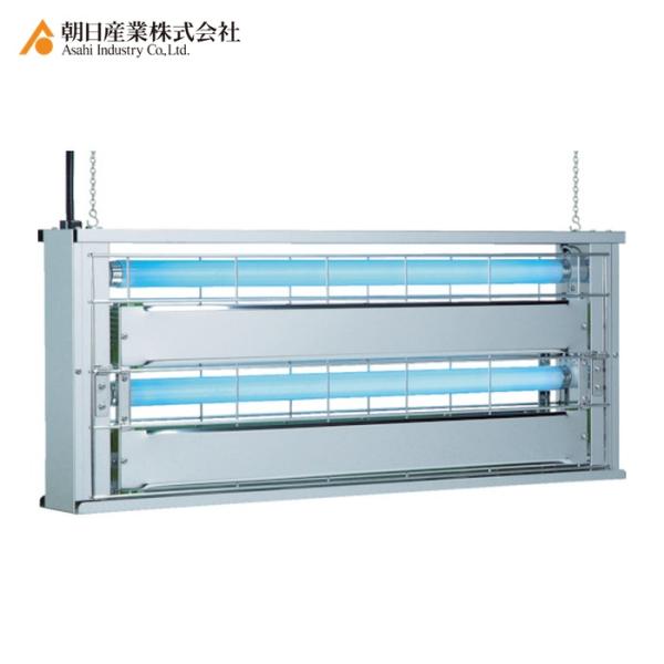 朝日 捕虫器|特長:20Wの捕虫灯を2本搭載してるので誘引力UPの大量捕獲タイプです。 MPX・7000の両面目隠しタイプです。 両面とも捕虫テープに付着した虫が見えず清潔感があり設置場所を選びません。