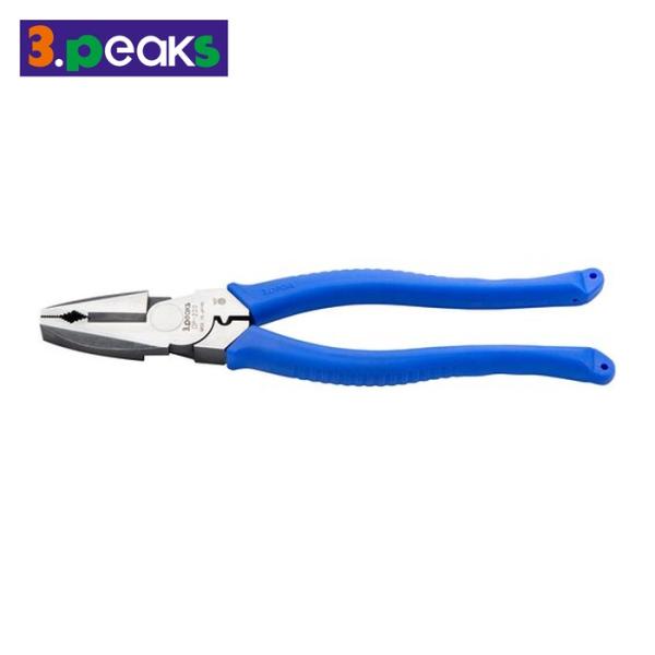 スリーピークス 圧着ペンチ|特長:ダイヤ型のくわえ部でねじ・ボルトをまわせます。 偏芯コテで強力に切断できます。 ハンドルは独自の幅狭設計により、力が入りやすく握りやすくなっています。