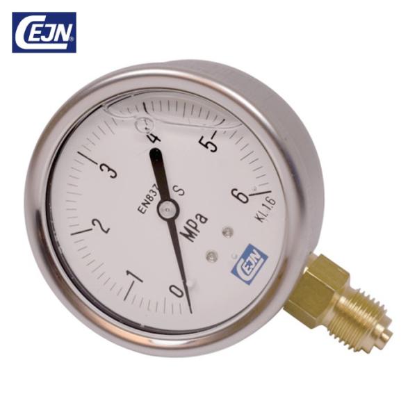 CEJN グリセリン入圧力計|特長:振動、脈動がある受圧媒体の圧力測定に適したグリセリン入りです。 ケースはステンレス製で耐食性に優れています。 EN837・1規格品です。