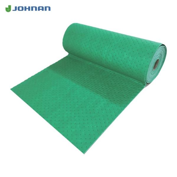 JOHNAN 吸油・吸水マット|特長:両面粘着のフィルム付なので、滑らず、足元の安全を確保します。 フィルムをはがした後、糊残りがありません。 フィルム部分はシミ抜けしません。