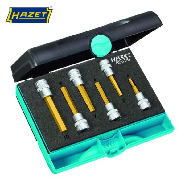 HAZET ヘキサゴンソケットセット|特長:差込角9。 5mmのヘックスビットソケットセットです。 ソケット部とブレードに適した素材を使い分けることで、強度とねばりの絶妙のバランスを実現しました。
