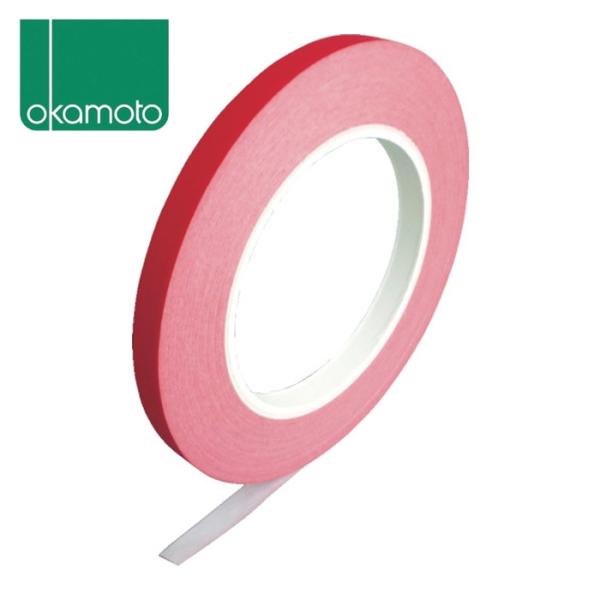 okamoto バッグシーラー用テープ|特長:PET製と違い、手で切れます。 豊富なカらーバリエーションで、内容物の識別に便利です。