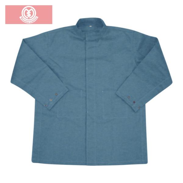 吉野 耐熱ジャケット|特長:500°Cで炭化する高耐熱繊維を使用しており、溶融や収縮を起こしません。 通気性がよく、作業の快適性を保ちます。 革製品と違い軽くしなやかで、吸水性に優れ乾きも早いです。