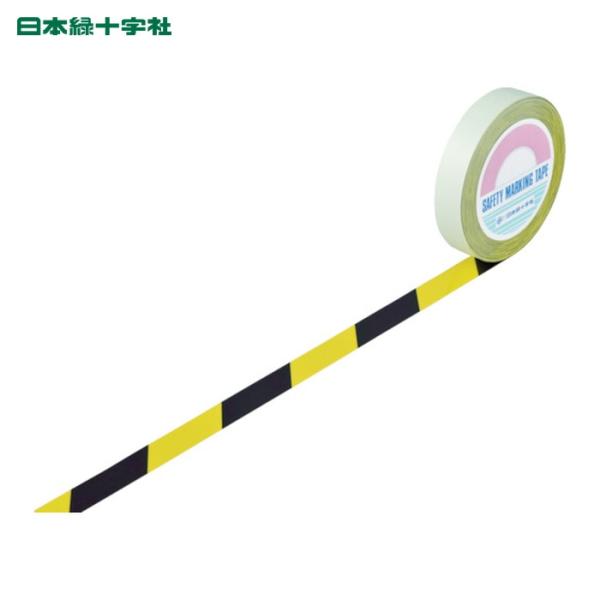 緑十字 ラインテープ|特長:設置が容易なはく離紙付のラインテープです。 表面にポリエステル加工が施されており耐久性に優れています。 100m巻はそのまま使えて保管にも便利な専用の箱に入っています。