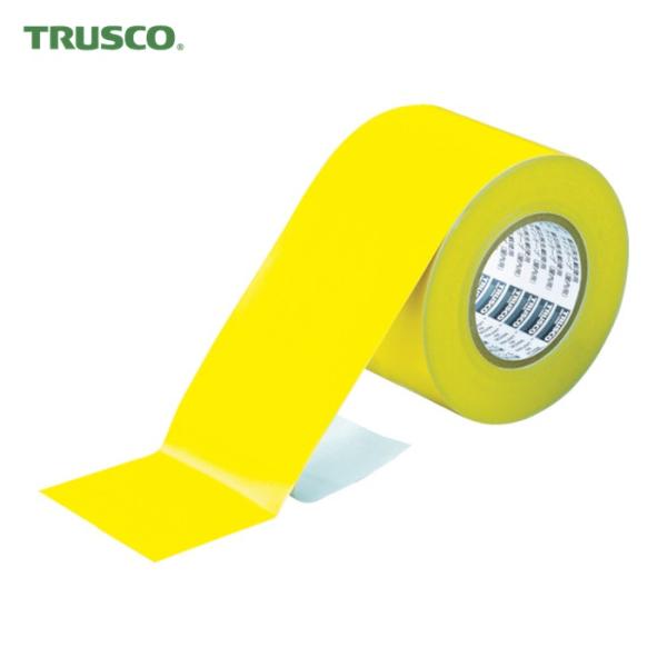 TRUSCO ラインテープ|特長:粗面にもよくなじむ特殊な粘着剤を使用しています。 接着力が強力で、汚れにくく、耐摩耗性・耐久性に優れたタイプです。