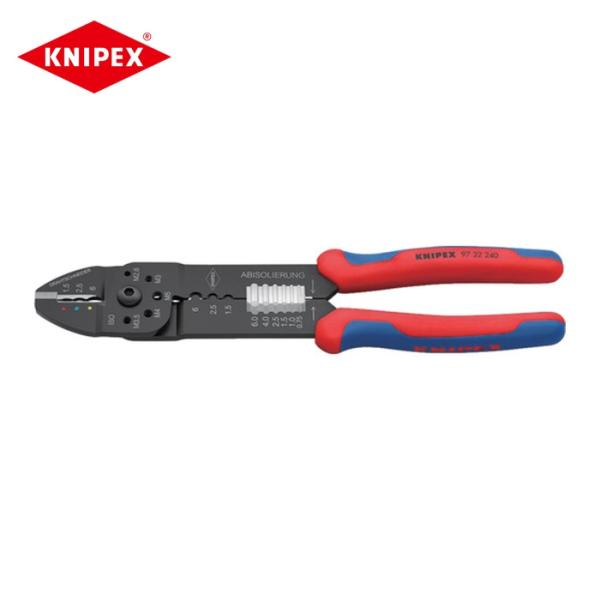 KNIPEX 手動圧着工具|特長:ケーブルの切断・ワイヤーのストリッピング(皮むき)・絶縁端子・裸端子の圧着が行えます。 M2。 6・3・3。