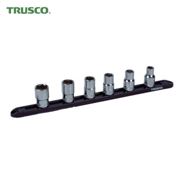 TRUSCO ソケットセット|特長:高級感あふれるアルミ製ソケットホルダーが付属したソケットセットです。 クリップは360度回転するので、サイズや品番確認を容易に行えます。