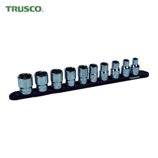 TRUSCO ソケットセット|特長:高級感あふれるアルミ製ソケットホルダーが付属したソケットセットです。 クリップは360度回転するので、サイズや品番確認を容易に行えます。