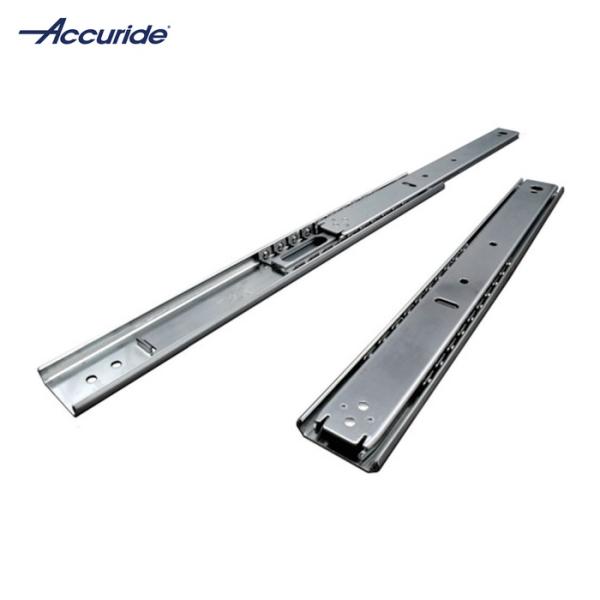 アキュライド スライドレール|特長:ボールベアリングを採用した精密スライドレールです。 全開時ロックが掛かるタイプです。