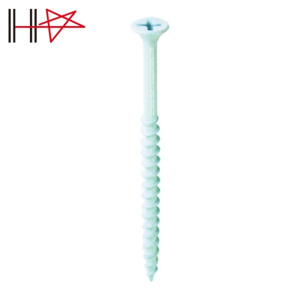 DAIDOHANT コーススレッドスクリュー|特長:耐食性に優れたカラーラスパート処理を施しています。 木材のカラーに合わせて使用できます。 ねじ全体に色がついたタイプです。