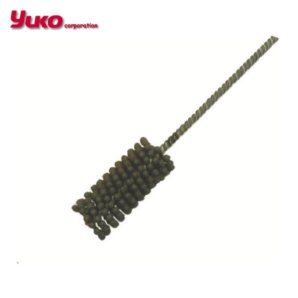 YUKO ネジリブラシ|特長:シャフトから出ているファイバー樹脂製の足に人口砥粒を焼結させた玉をつけた構造です。 足がナイロン樹脂で弾力性に富み、ワークの内面のバリ、凹凸のあるワークの内面も研磨可能です。