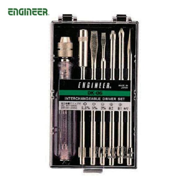 ENGINEER 差替式ドライバー|特長:電線における、電流の有無確認作業に適しています。 差替式のドライバーセットです。 収納、持ち運びに便利な専用ケース付きです。