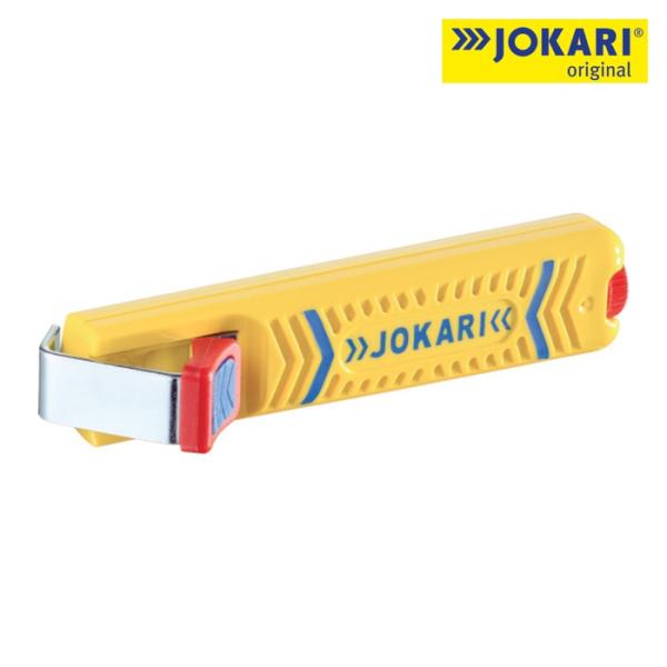 JOKARI ケーブルストリッパー|特長:一般的な丸型ケーブルを迅速、正確にストリッピングします。 刃の部分は作業性、耐久性に優れるチタンコーティングです。 切り込みの深さはダイヤルで簡単に調整できます。