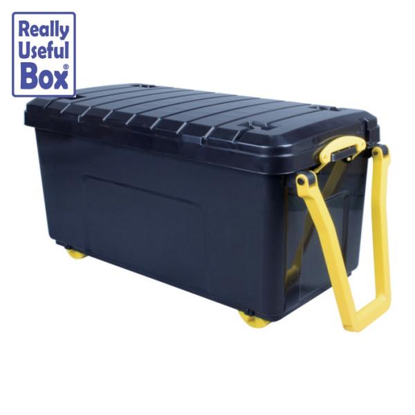 RUP ボックス型コンテナ|特長:非常に頑丈で壊れにくいイギリス製のキャスター付コンテナです。 ロック機構を備えたハンドルと移動に便利なロングハンドル付です。 フタをした状態で完璧なスタッキング(積み上げ)が可能です。