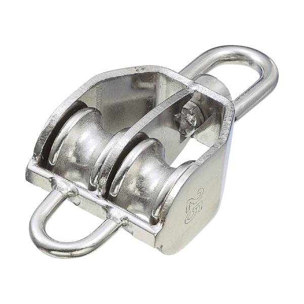 【仕様】●基本使用荷重(t)：0.24●最大使用ロープ径(mm)：15●車数：2●車径(mm)：50●車溝幅(mm)：16●寸法(mm)A：128.0●寸法(mm)B：54●寸法(mm)C：56●d(mm)：18●使用荷重(kg)：240●...