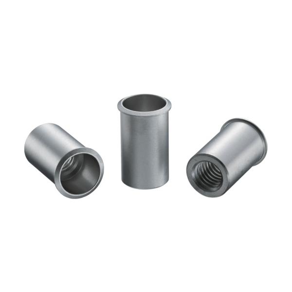 【仕様】●全長(mm)：15.6●ナット外径(mm)：9.0●下穴径(mm)：9.1●フランジ厚さ(mm)：0.7●かしめ板厚(mm)：2.0〜4.0●適合ねじ：M6×1.0●パック入数(個)：100●箱入●薄頭●入数(個)：100【型番】...