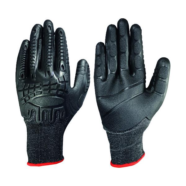 【仕様】●色：黒●サイズ：M●ゲージ数：13●全長(cm)：23.5●手のひら周り(cm)：22.0●中指長さ(cm)：8.7●厚さ(mm)：2.2●リストカラー：レッド●13ゲージ編●立体設計●甲・てのひら全面コーティング【型番】7076...