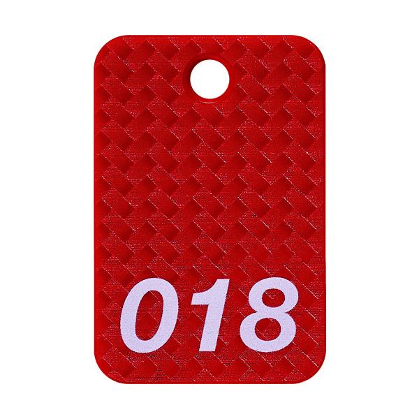 【仕様】●色：赤●内容：001〜025番●縦(mm)：60●横(mm)：40●厚さ(mm)：2.7●穴径(mm)：6.5●番号札サイズ(mm)：60×40×2.7●大●GPNエコ商品ねっと掲載品【型番】BF-80-RD　/　BF80RD【商...