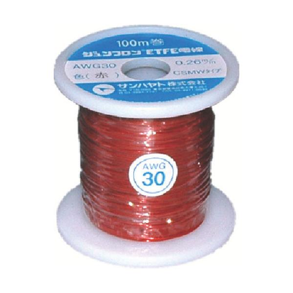 【仕様】●色：赤●芯数：60×60mm●全長(m)：100●定格：250V●外径寸法(mm)：0.56●電線サイズ(mm)：0.26●導体：スズめっき軟銅線(単線)●絶縁体：ジュンフロンETFE(ふっ素樹脂)CSMW用ラッピングツールに対応...
