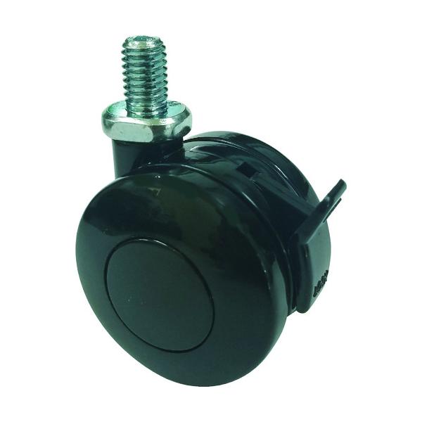 【仕様】●許容荷重(daN)：60●許容荷重(kgf)：61●車輪径D(mm)：50●車輪幅(mm)：43.5●取付高H(mm)：58●軸長L(mm)：15●ねじT：M8●ねじピッチ(mm)：1.25●タイプ：自在式(ストッパー付)●色：黒...