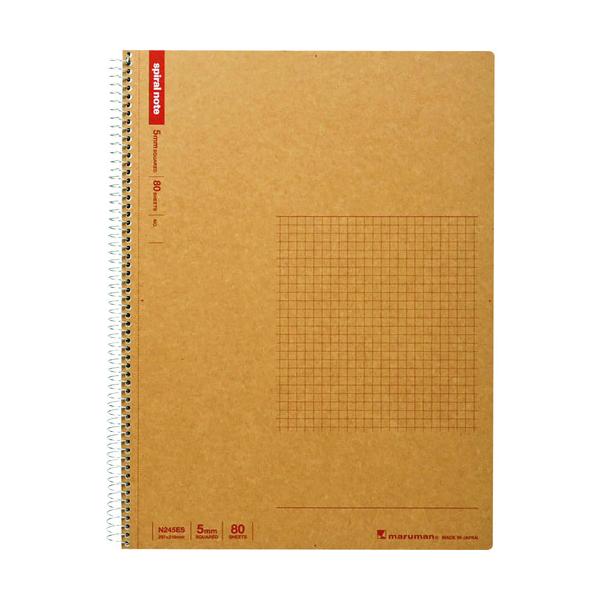 【仕様】●用紙サイズ：A4●中紙(枚)：80●縦(mm)：297●横(mm)：228●背幅(mm)：9●タイプ：5mm方眼罫●罫線：5mm方眼罫●切取りミシン目入り●製本：スパイラル（コイルループ）【型番】N245ES【商品コード】2072...
