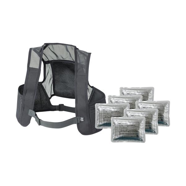 【仕様】●色：ブラック●サイズ：フリー●着丈(cm)：32●胸囲(cm)：85〜115●冷却ファン有無：無●保冷剤用ポケット有無：有●付属保冷剤（個）：6●胴回り(cm)：約85〜115●ベスト本体質量(g)：106●保冷剤質量(g)(1個...