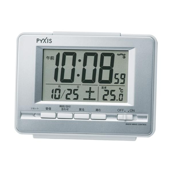 【仕様】●色：銀色メタリック●高さ(mm)：90●幅(mm)：123●奥行(mm)：46●電波修正機能●電波オフ機能●電子音アラーム●温度表示●電源：単3形マンガン乾電池×2本(別売)【型番】NR535W【商品コード】2148087※お問い...