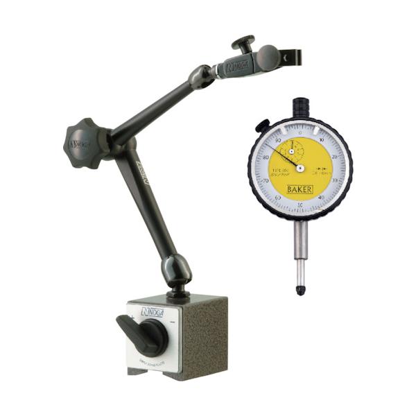 【仕様】●測定範囲(mm)：0〜10●最小表示(mm)：0.01●目盛仕様：0-100●取付軸径(mm)：8●測定力(N)：1.5以下●文字盤径(mm)：56●アーム長さ(mm)：282●微調整機構：あり●ベース寸法(mm)：50×60×5...