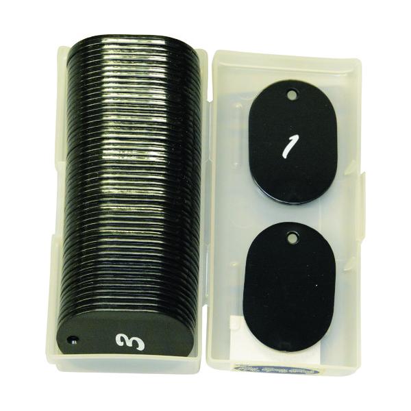 【仕様】●色：黒●内容：1〜50番●縦(mm)：60●横(mm)：40●厚さ(mm)：2.5●番号札1〜50【型番】KF70-3　/　KF703【商品コード】2162143※お問い合わせの際はこちらの商品コードをお伝えください