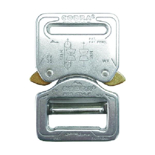 【仕様】●色：シルバー●適合ベルト幅(mm)：25●オス形状：自在●メス形状：固定●破断荷重(kN)：9●欧州規格(EN358)取得●破断荷重：9kN【型番】FY25AVF【商品コード】2460170※お問い合わせの際はこちらの商品コードを...