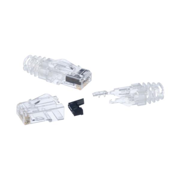 【仕様】●適合ケーブル：23〜24AWG●色：クリア●プラグタイプ：RJ45●使用温度範囲(℃)：-10〜60●種類：Cat6●ケーブル外径：5.72mm〜6.35mm●絶縁体外径：0.91mm〜1.07mm●単線／撚線共用●屋内用●圧着工...